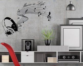 Music is My Life Quote Wall Sticker Art Decor Gift Note | Etsy
