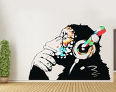 Buy Banksy Thinking Monkey Sticker Art Vinyl Street Dj Baksy Online in ...