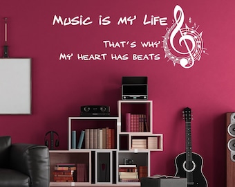 Music is My Life Quote Wall Sticker Art Decor Gift Note | Etsy