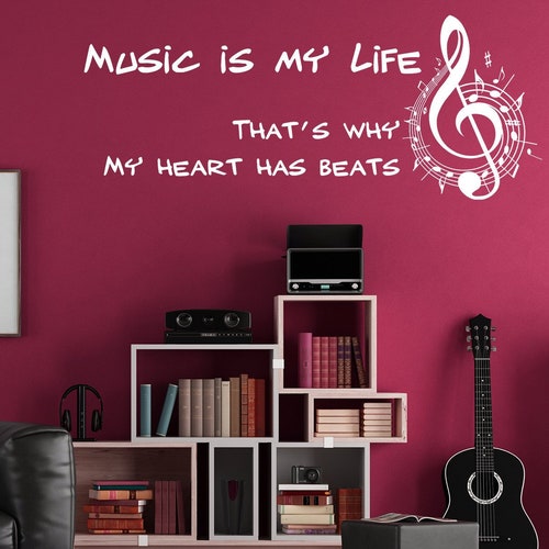 Music is Life Wall Sticker Note Quote Gift Decor Art Vinyl - Etsy