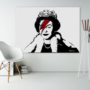 Banksy Queen Art Graffiti Canvas - Elizabeth Framed Street Wall Picture ...
