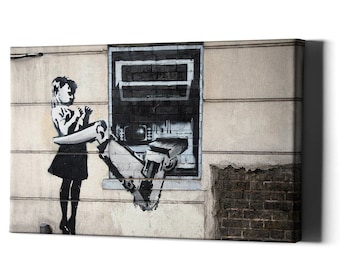 Banksy Cleaner On Canvas Painting Print Brush Spray Framed | Etsy