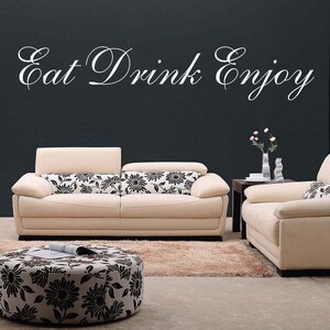Eat Drink Enjoy Quote Wall Vinyl Sticker - Kitchen Love Tag and Text ...