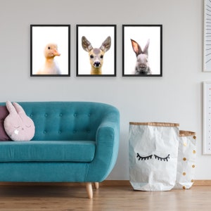 3x Baby Animals Posters Set Nursery Kids Room Decor Cute Animal Wall ...