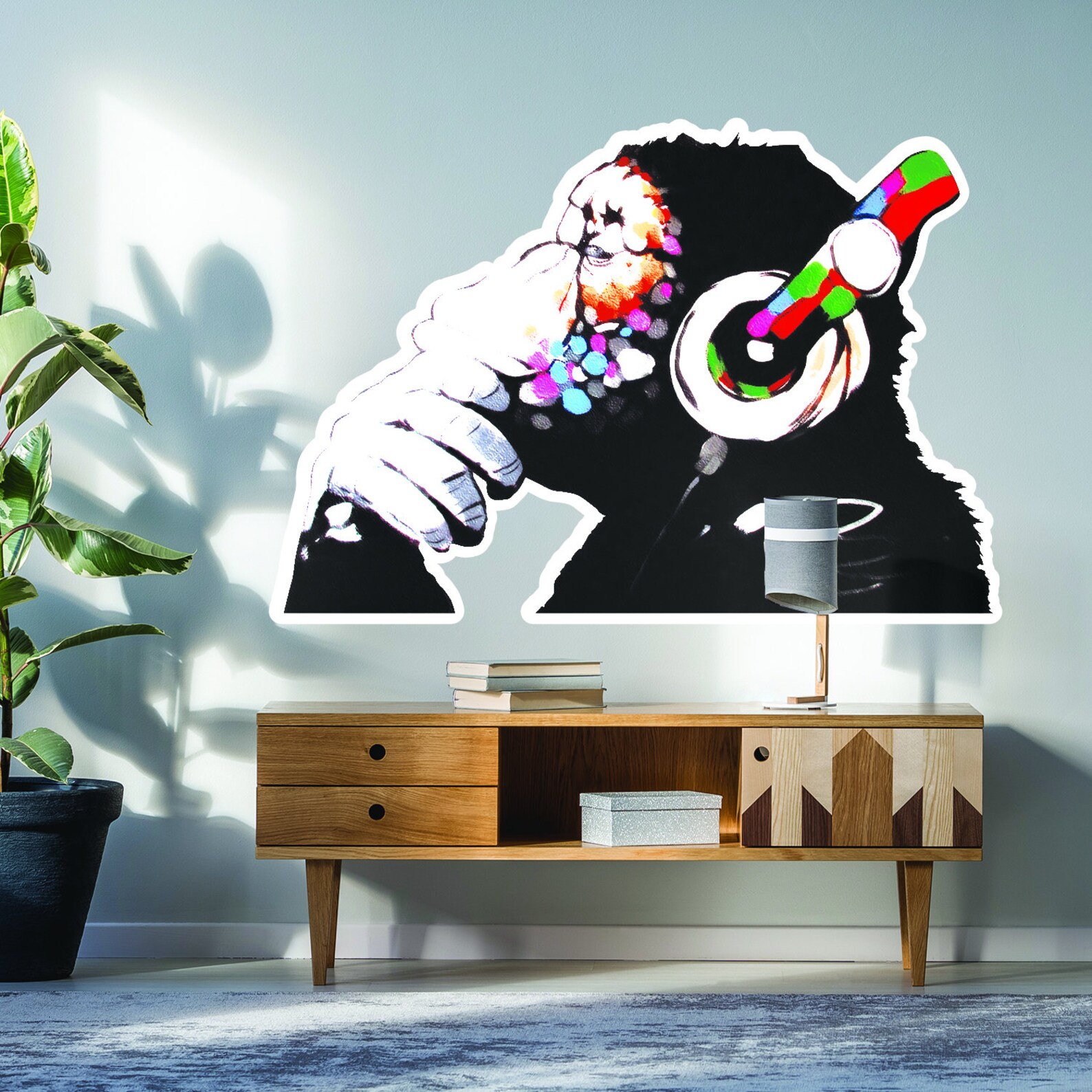 Banksy Thinking Monkey Sticker Art Vinyl Street Dj Baksy - Etsy