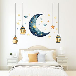 Moon and Stars Wall Decal Sticker Set | Celestial Nursery Wall Art ...