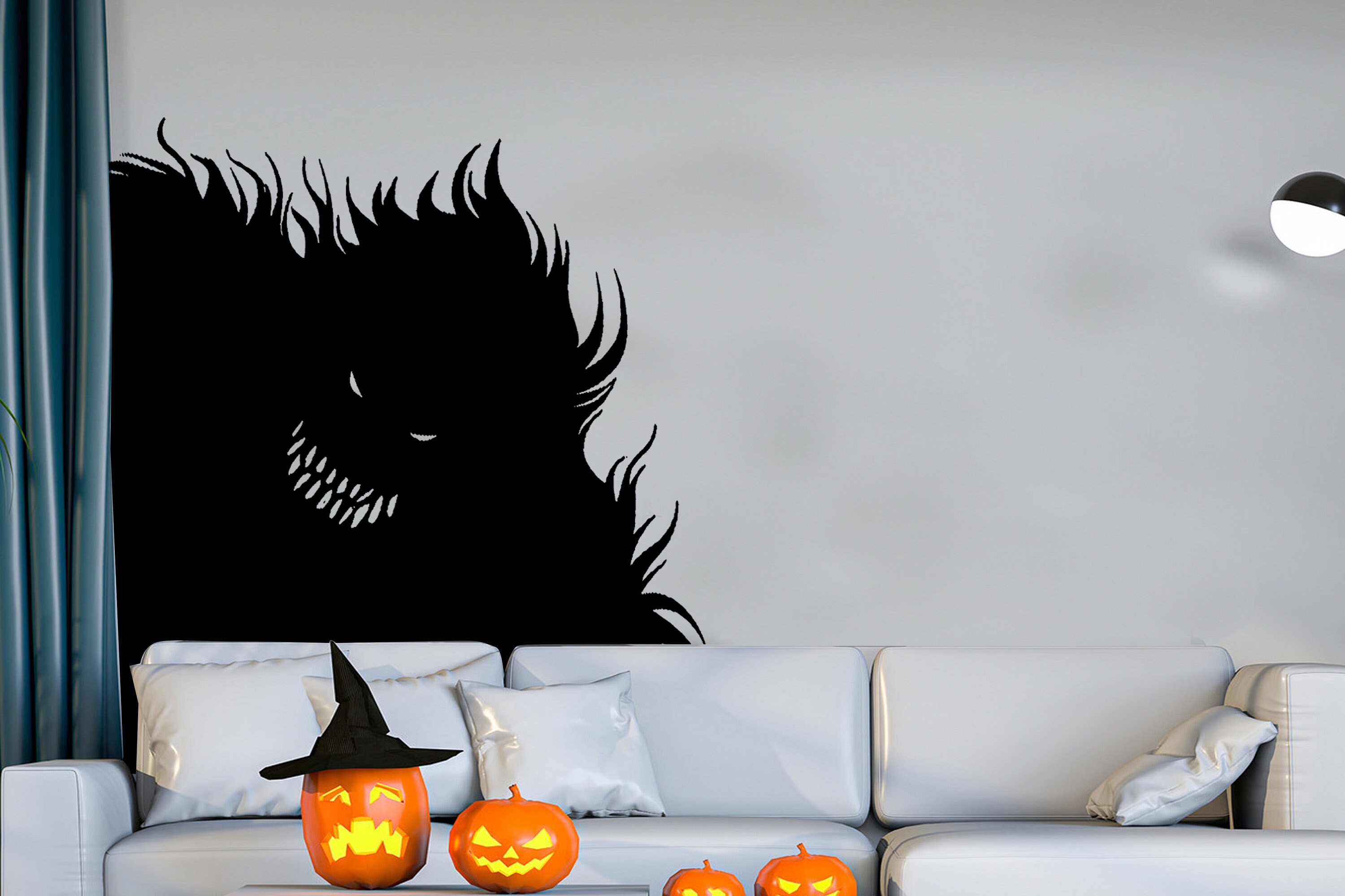 Halloween Monster Window Decal - Creepy Silhouette Stickers for Doors ...