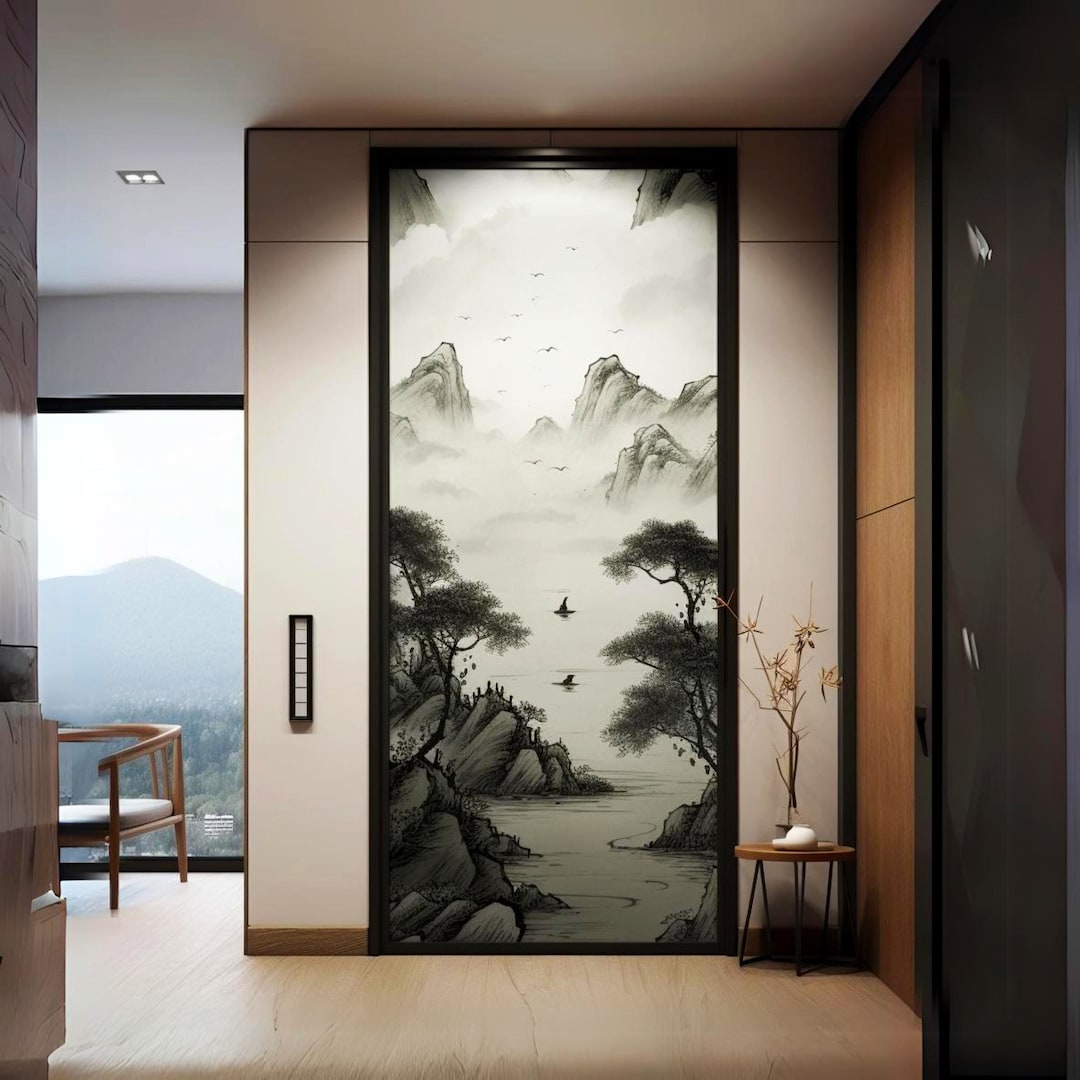 Contemporary Smoky Glass Door Sticker - Abstract Gradient Transparency ...