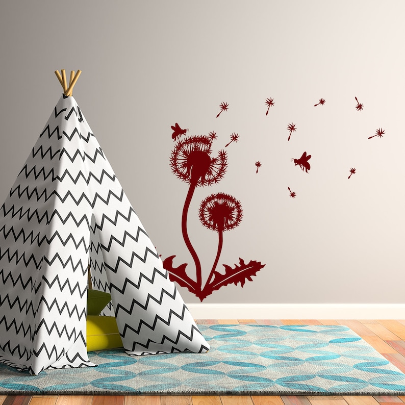 Dandelion Vinyl Sticker Wall Decal Dandelions Art Flower | Etsy