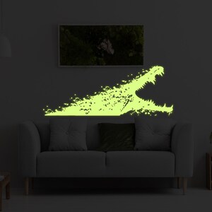 Glow in Dark Aligator Wall Sticker - Night Glowing Gator Vinyl Decal ...
