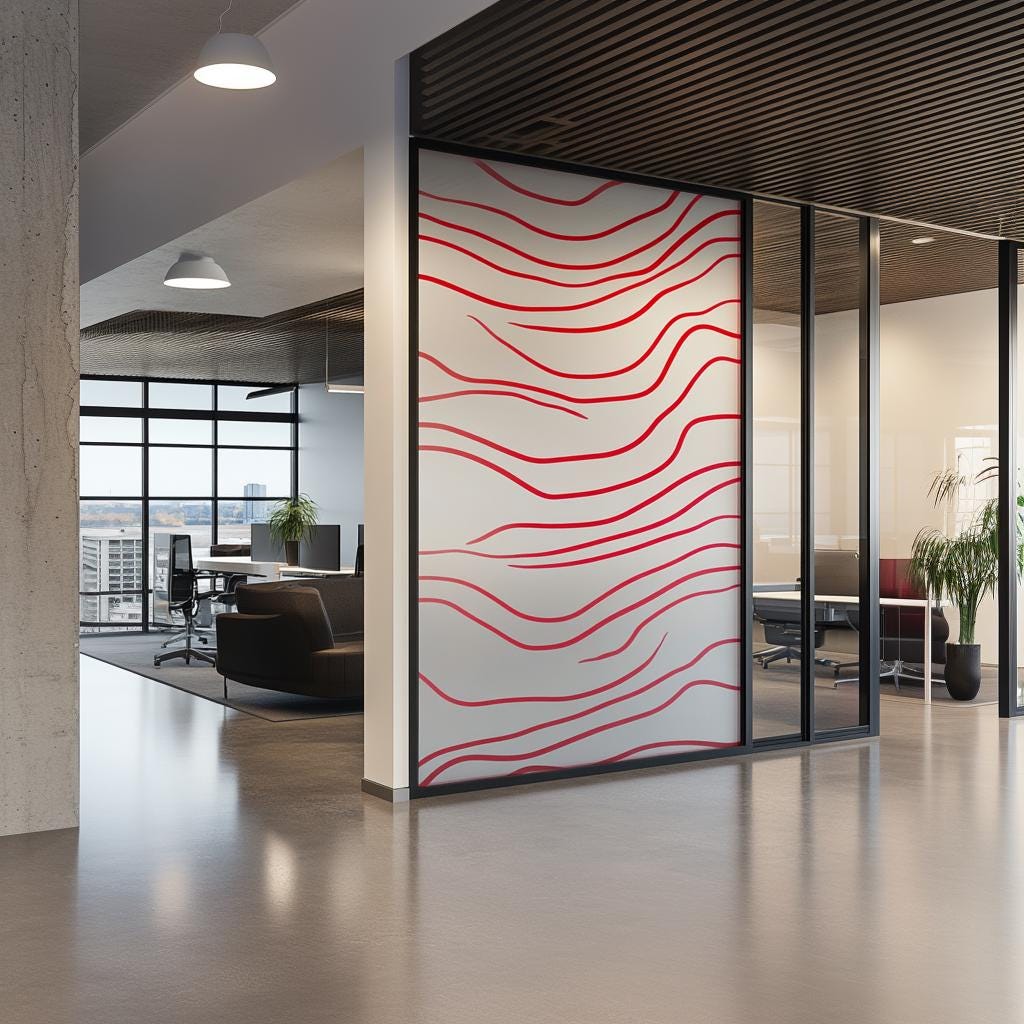 Modern Wavy Line Frosted Glass Sticker | Printed Privacy Window Film ...