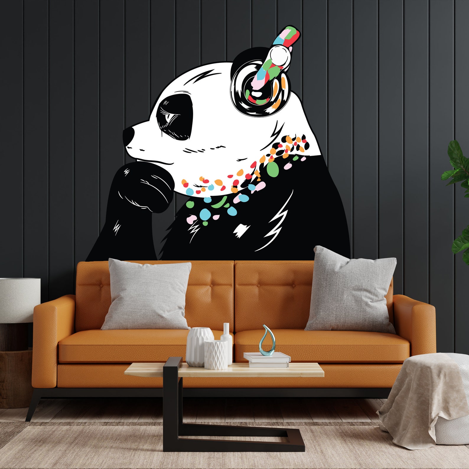 Panda Wall Art Sticker Thinking Dj Panda Bear Head | Etsy