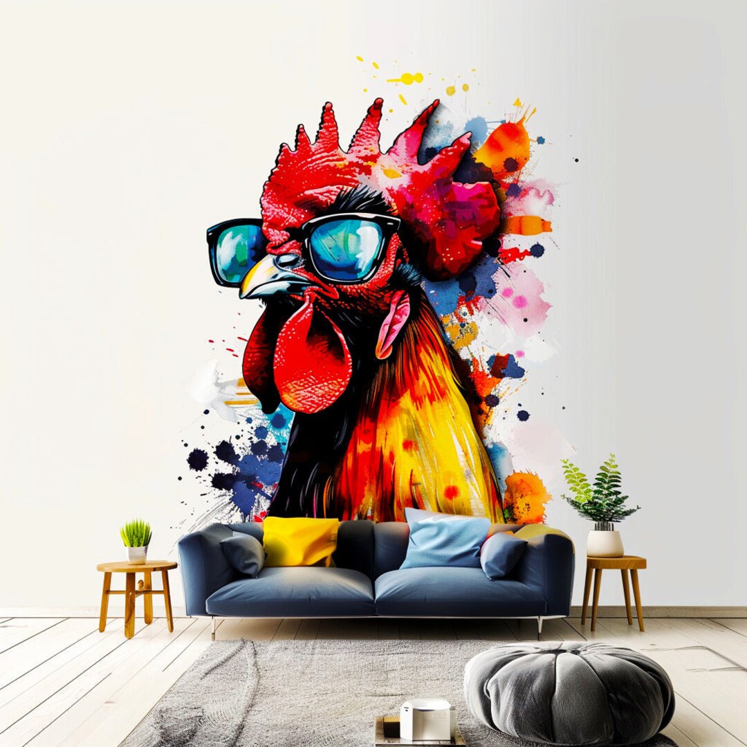 Vibrant Watercolor Chicken Art Sticker Decals - Charming Poultry With ...