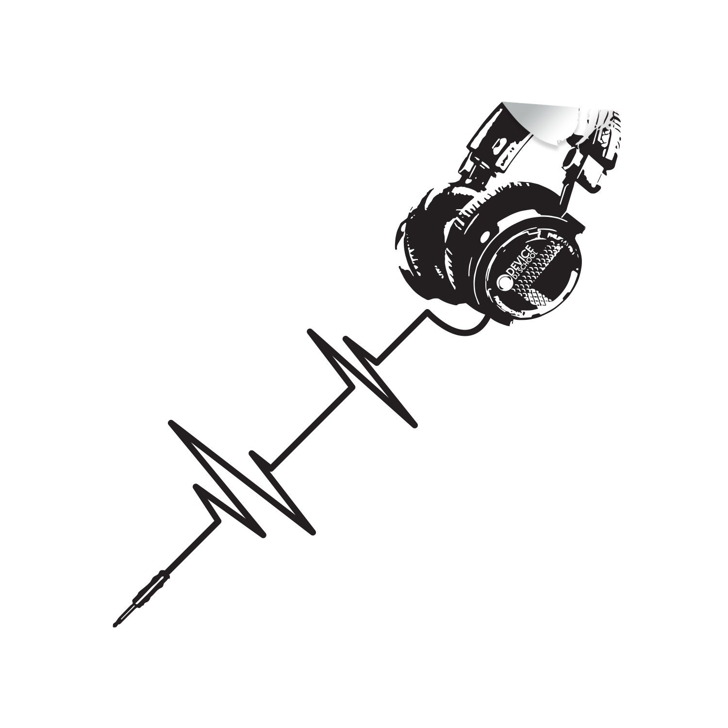 Headphone Vinyl Wall Sticker - Music Art Dj Diecut Weatherproof Decal ...