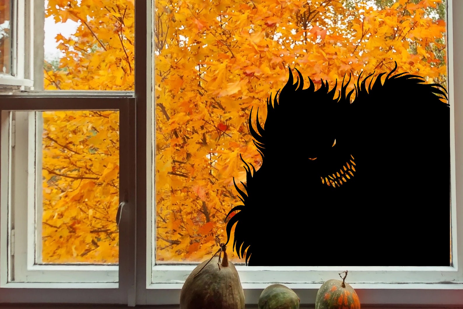 Halloween Monster Window Decal - Creepy Silhouette Stickers for Doors ...