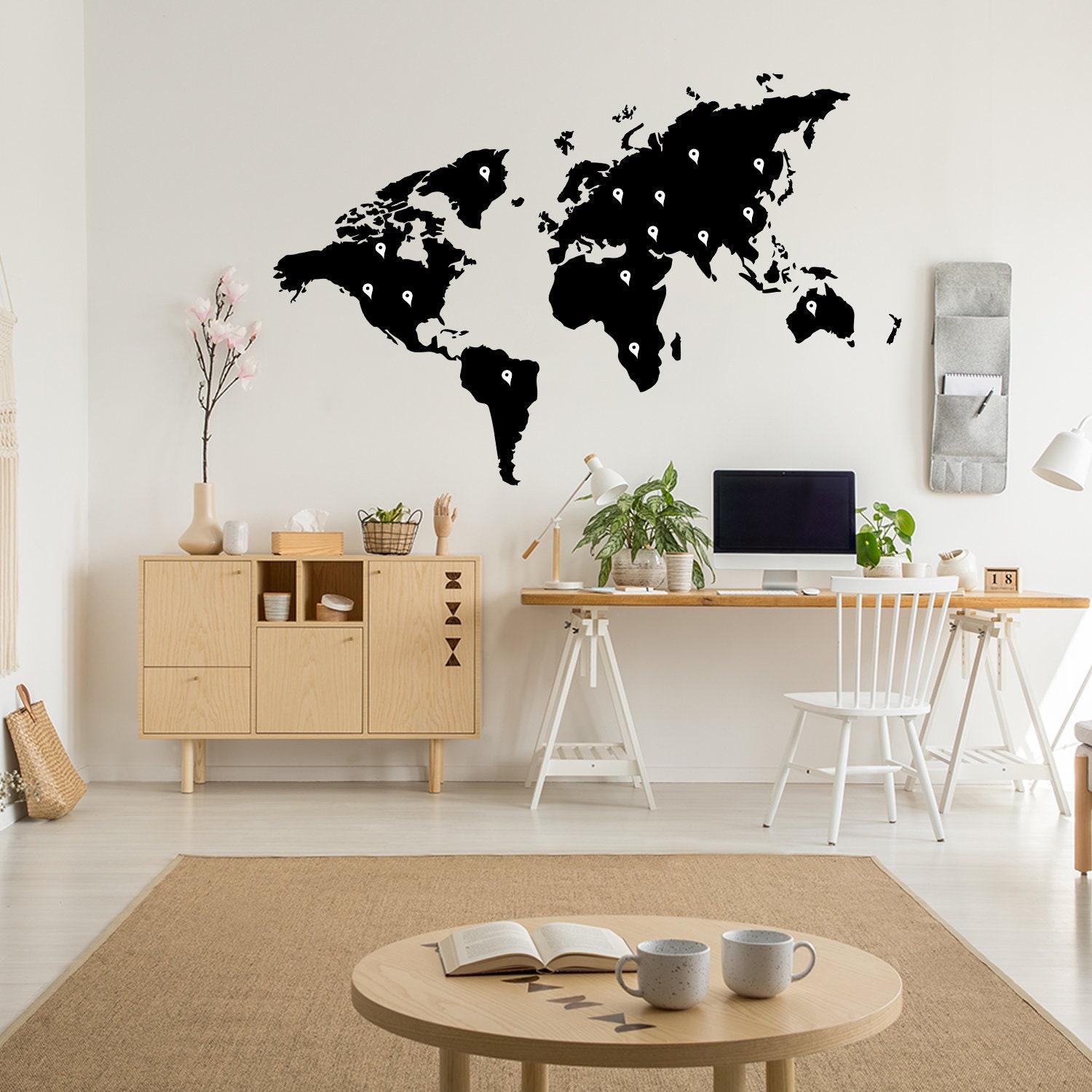 World Map Vinyl Sticker - Wall Art Vinyl of the Decor Decal Label ...