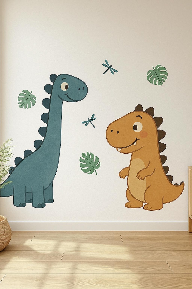 Large Dino Wall Decals | Cute Diplo and Trex Wall Stickers | Jurassic ...