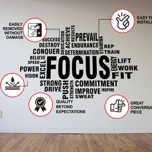 Motivational Gym Wall Decal - Fitness Workout Motivation Quote Sticker ...