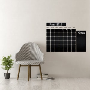 Office Calendar Chalkboard Vinyl Sticker - Editable Organizer Dry Erase ...