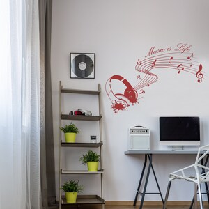 Music is Life Wall Sticker - Note Quote Gift Decor Art Vinyl Decal - Dj ...