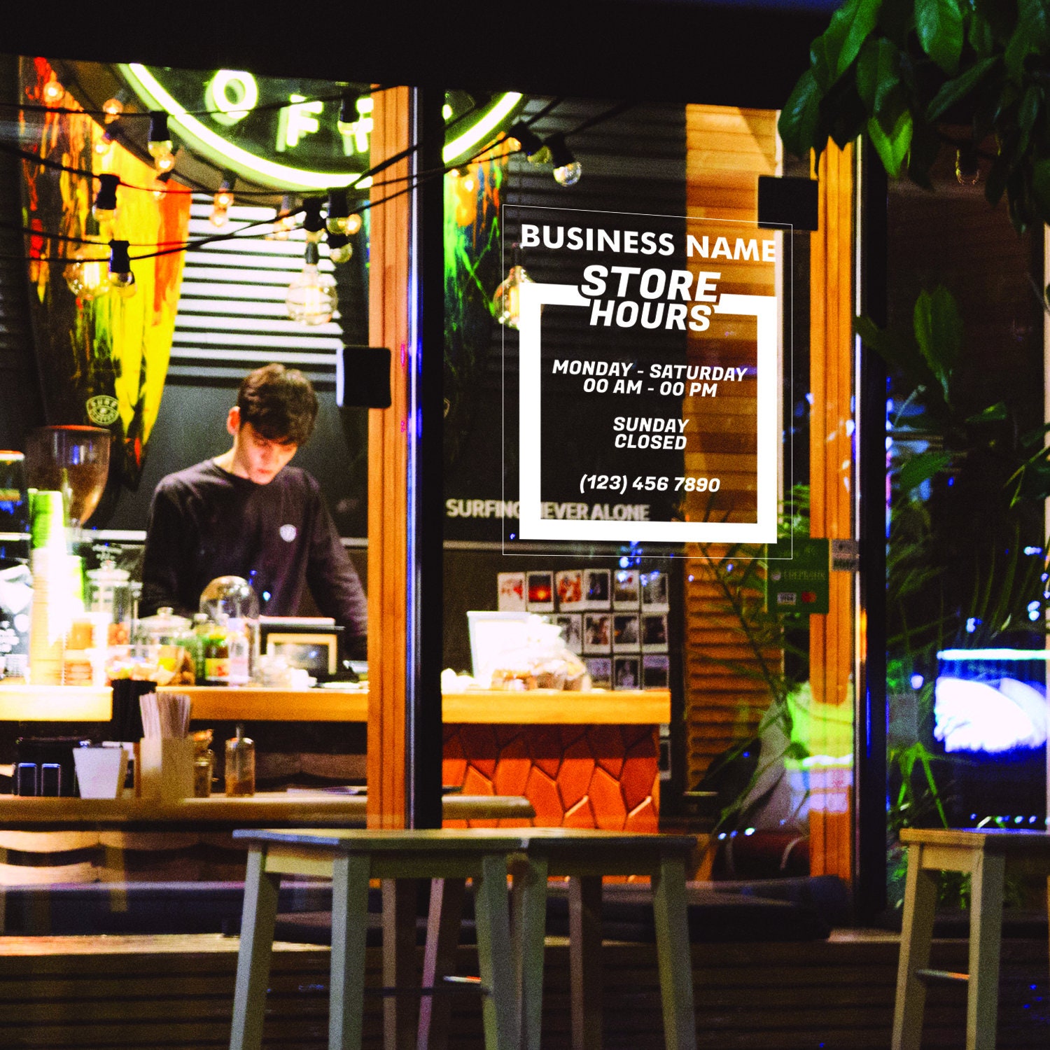 Custom Open Hours Store Vinyl Sign Sticker - Business Office Window ...