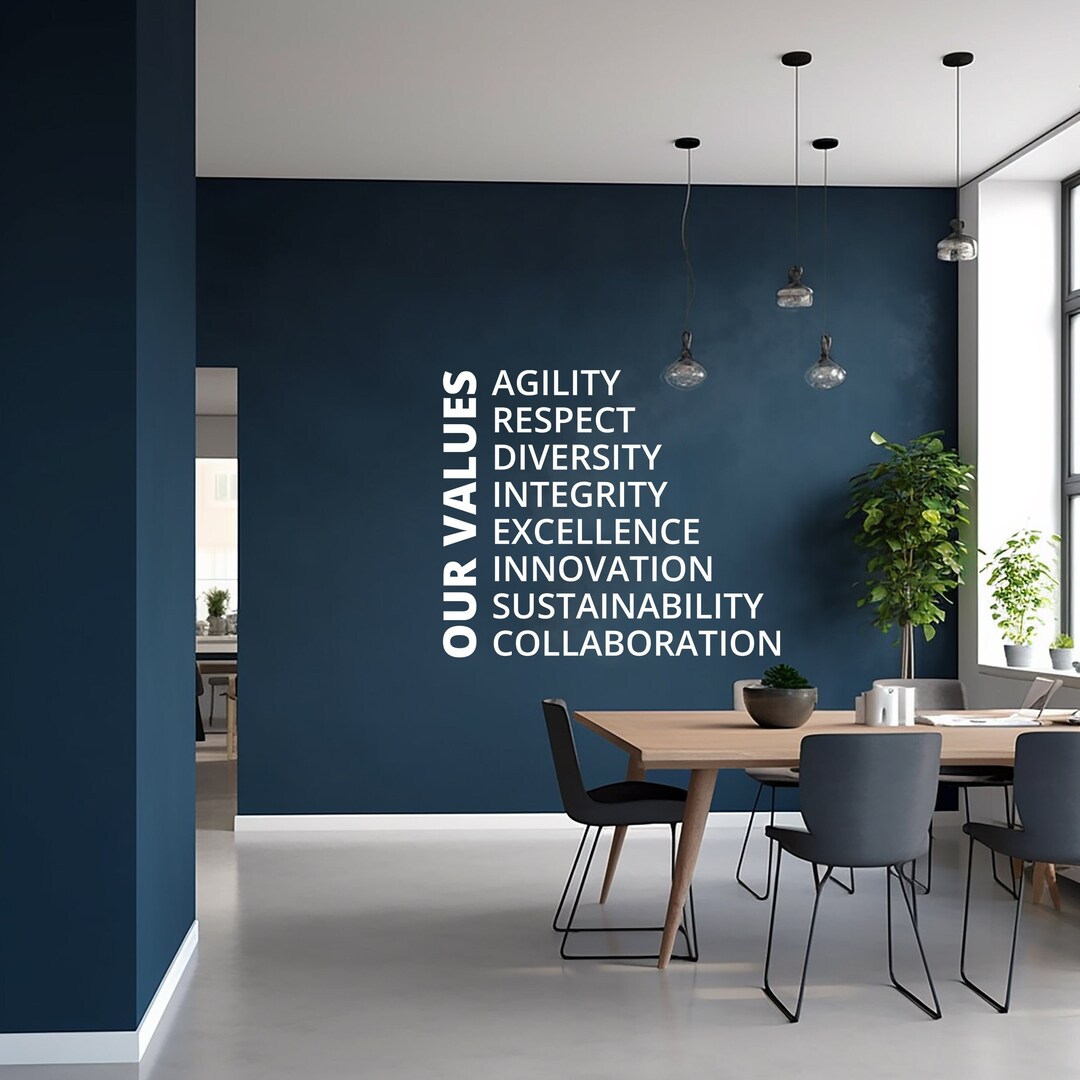 Our Values Office Wall Decal - Inspirational Conference Room Art ...