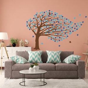 Windy Tree Wall Decal Vinyl Sticker - Nursery Art Decor Blossom Large ...