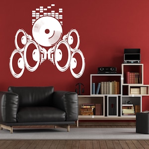 Music Speakers Wall Vinyl Sticker - Radio Art Waterproof Removable ...