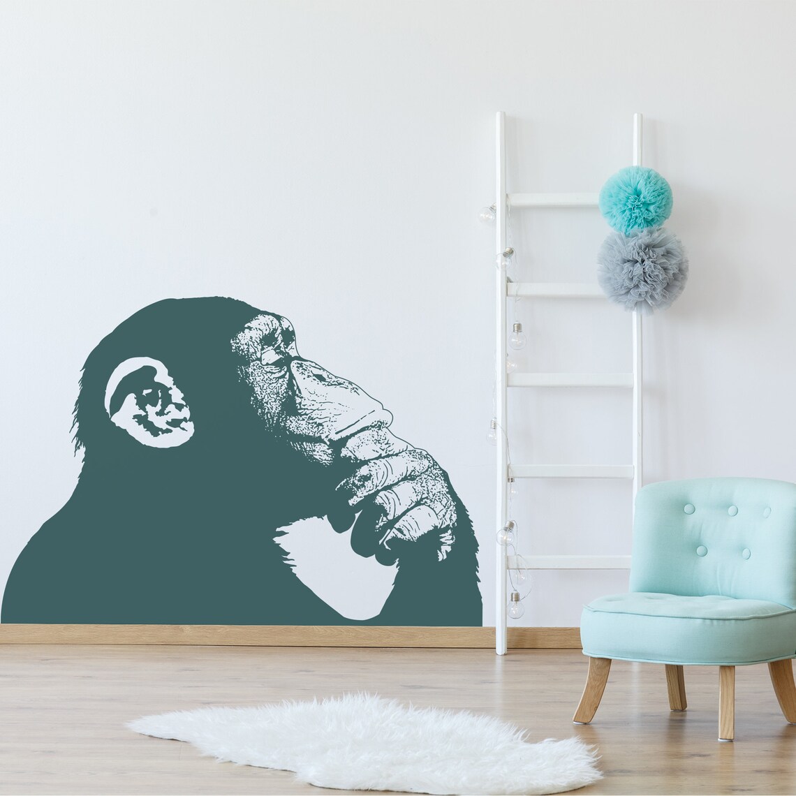 Thinking Monkey Wall Sticker Banksy Street Art Print | Etsy