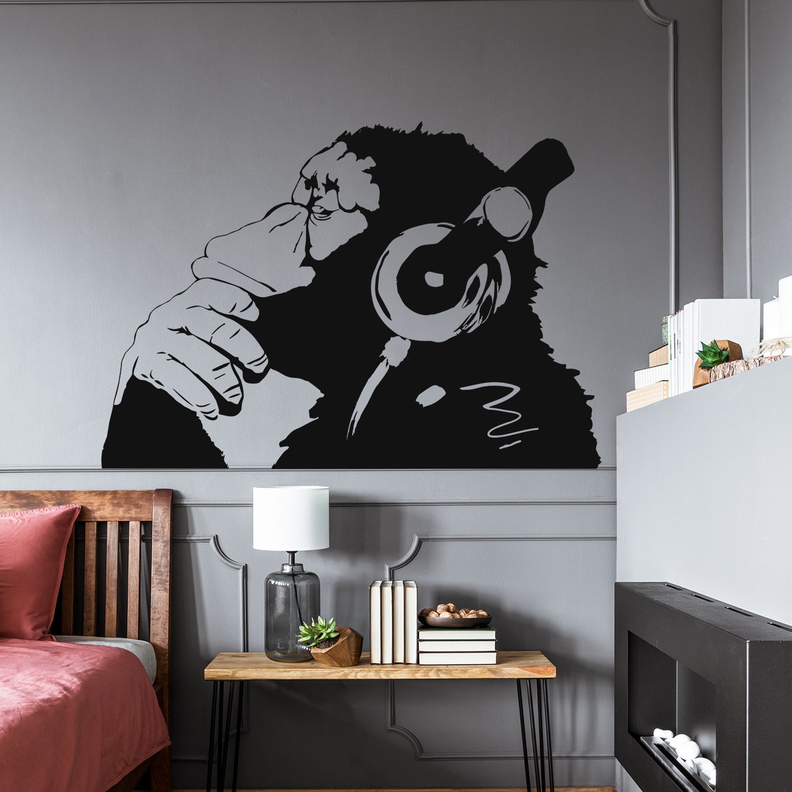 Banksy Thinking Monkey Wall Sticker Vinyl Art Print Dj - Etsy