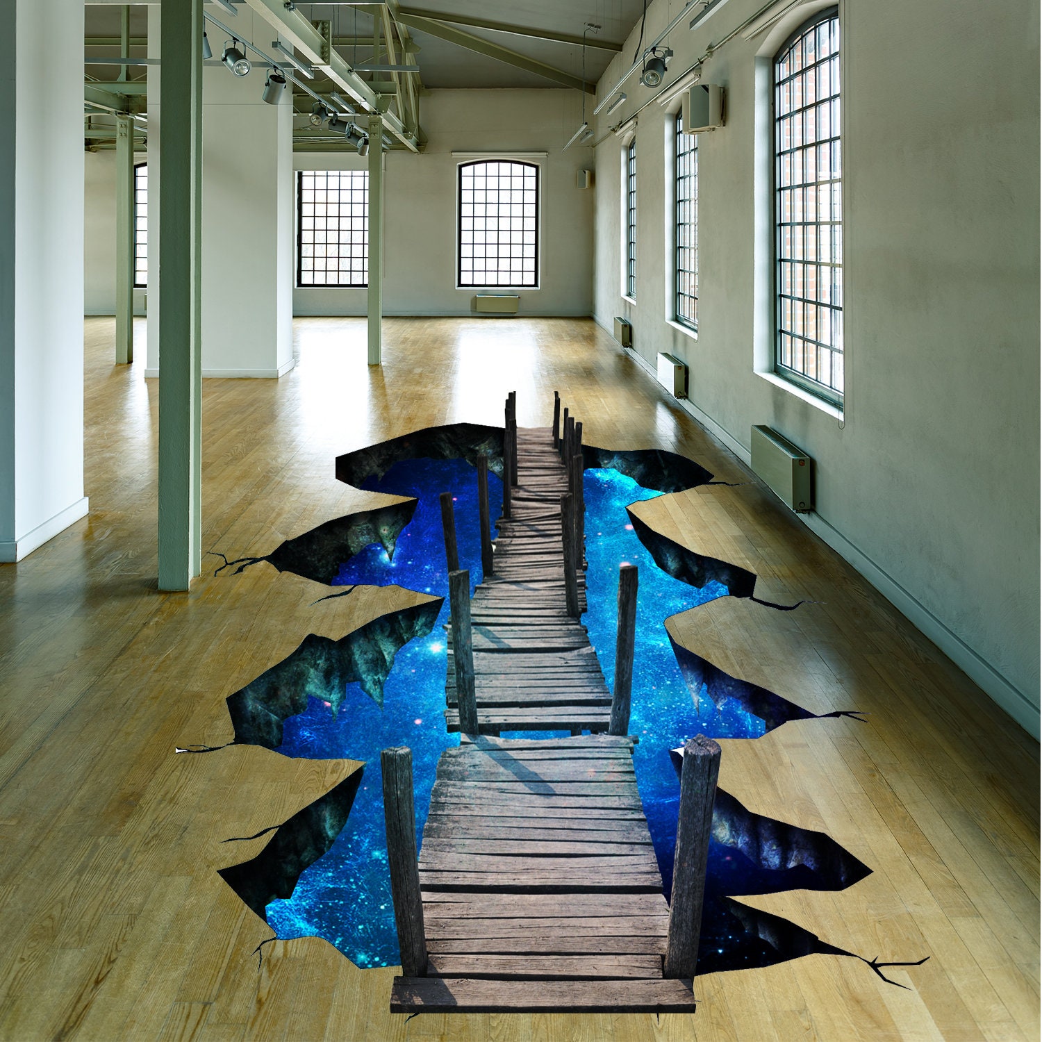 3d Space Bridge Floor Vinyl Decal - Bathroom Living Room Flooring ...