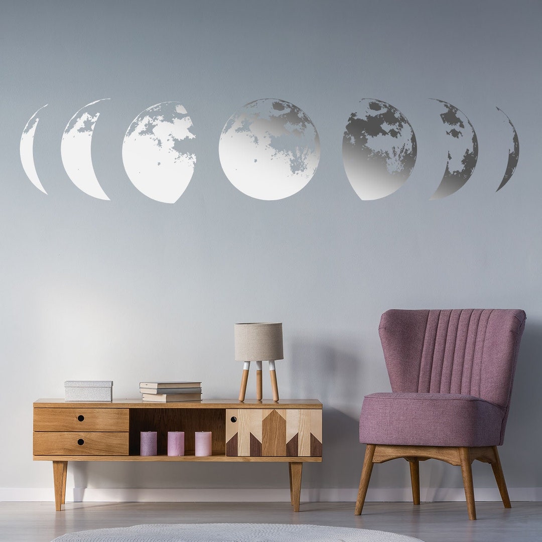 Moon Phases Wall Decor Decal - Gold Home Art Living Room Bedroom ...