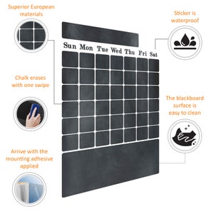 Office Calendar Chalkboard Vinyl Sticker - Editable Organizer Dry Erase ...