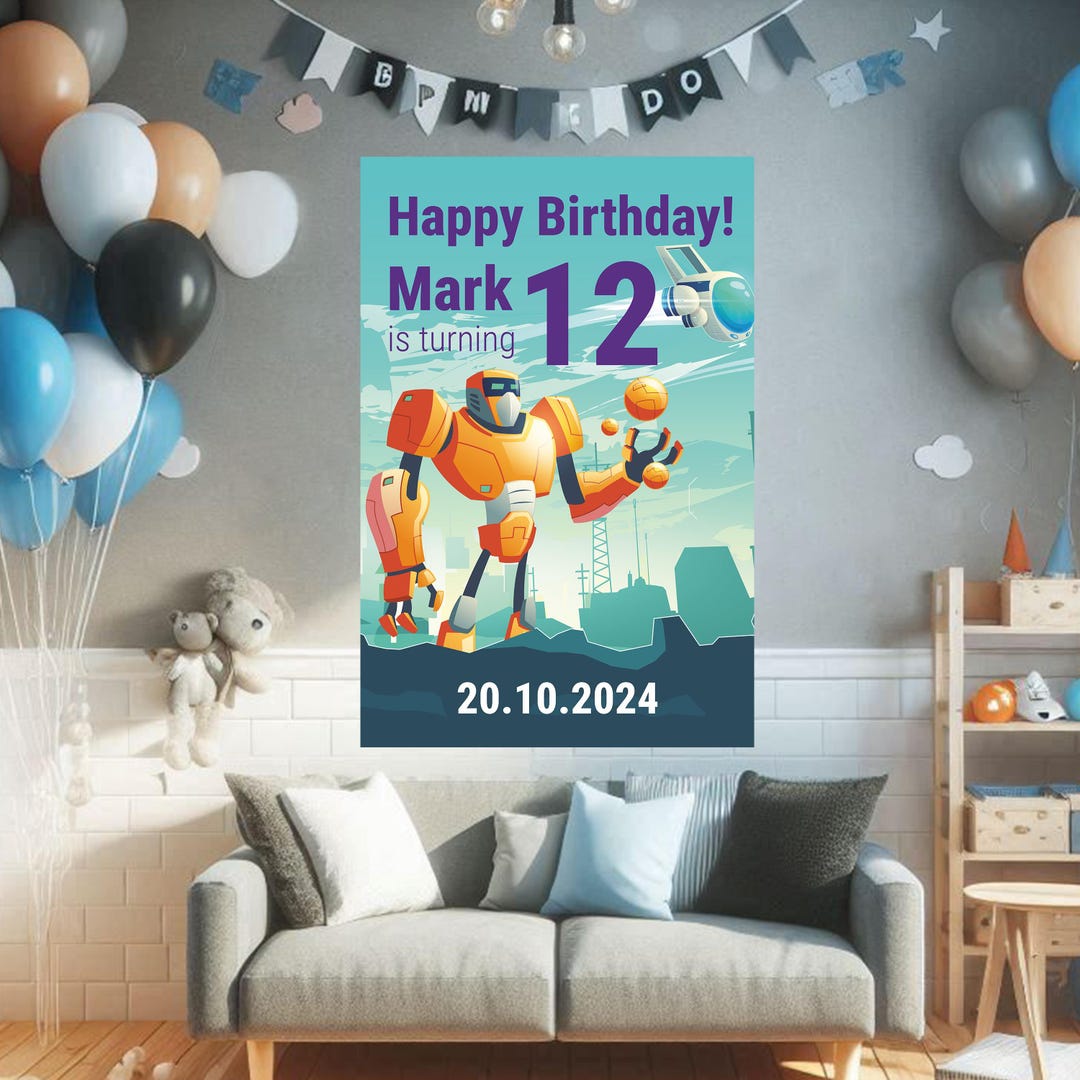 Personalized Birthday Wall Decal | Customizable Party Sticker ...