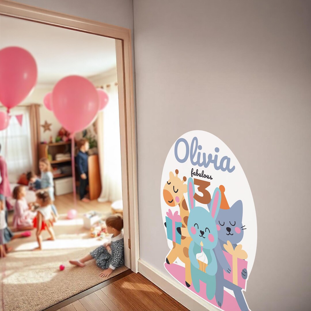 Personalized Kids Birthday Wall Sticker | Custom Name and Age | Cute ...