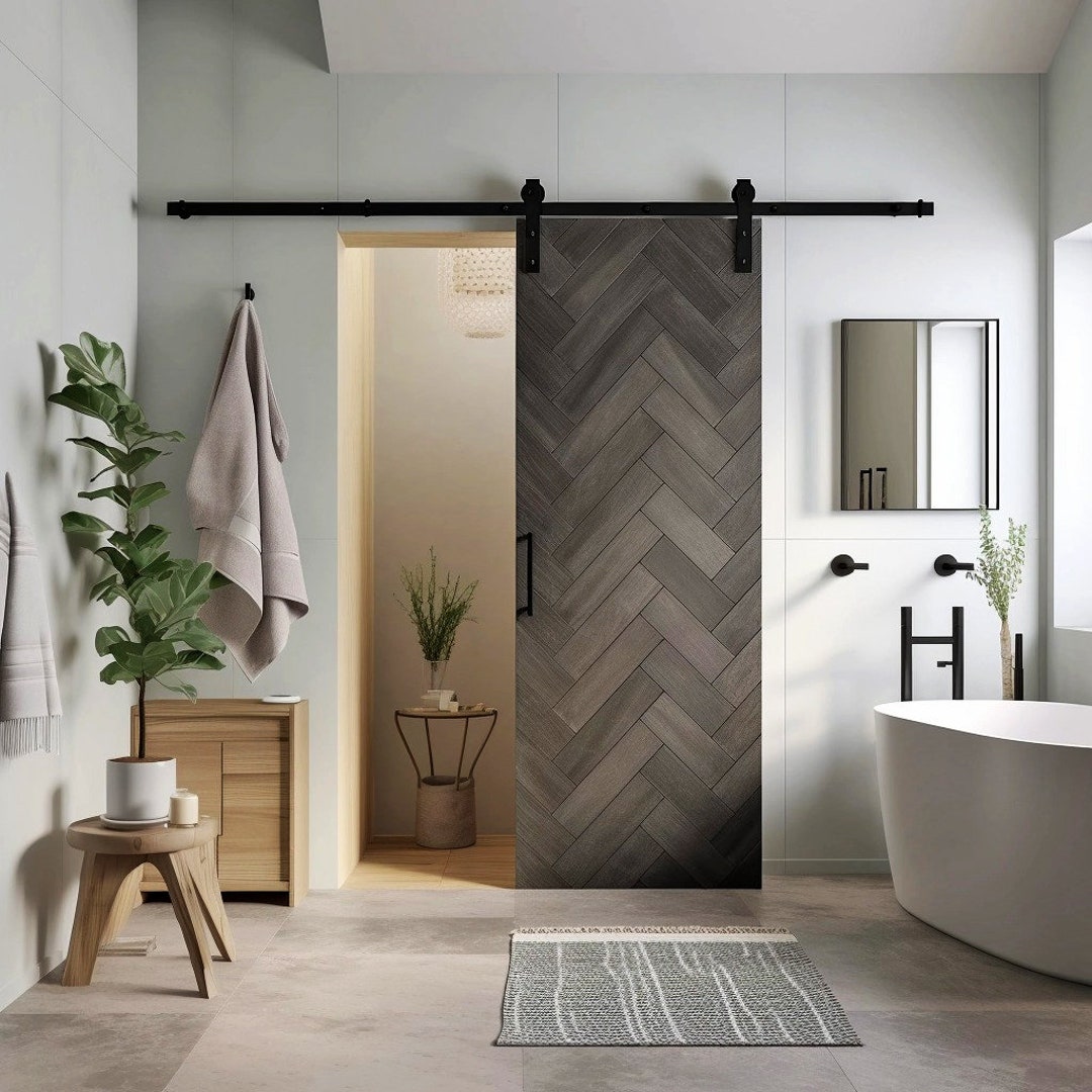 Dark Brown Barn Door Wallpaper Sticker - Rustic Wood Cover Decal - DIY ...