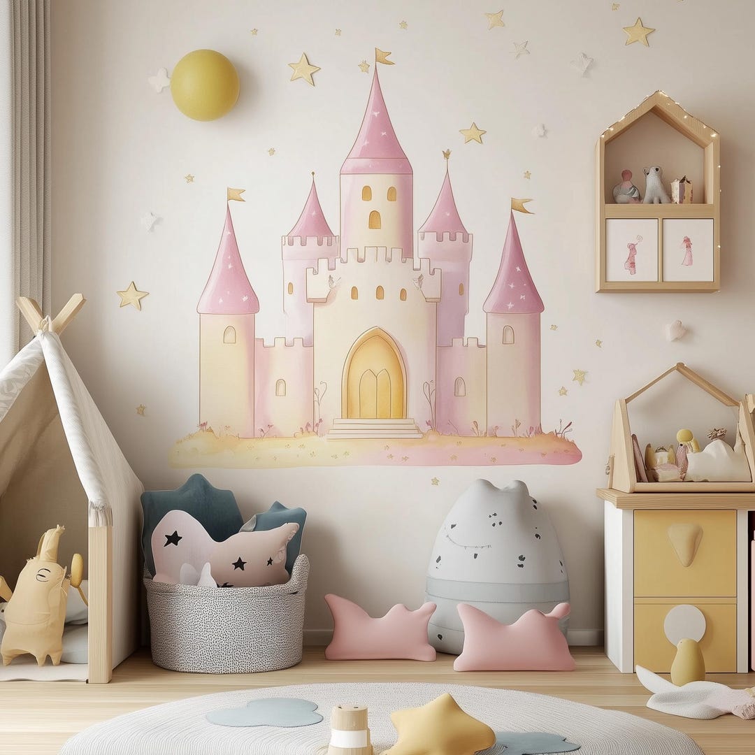 Princess Castle Wall Sticker | Pink Castle Nursery Décor | Fairytale ...
