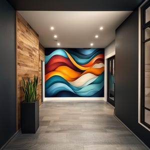 Abstract Waves Wallpaper Sticker | Large Peel and Stick Wall Mural ...