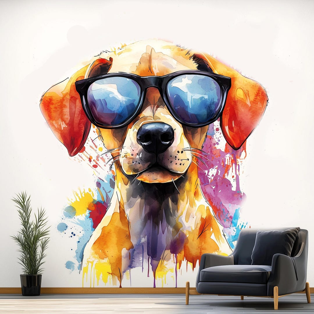 Colorful Labrador Puppy Wall Sticker | Cute Dog Decal | Fun Animal Wall ...