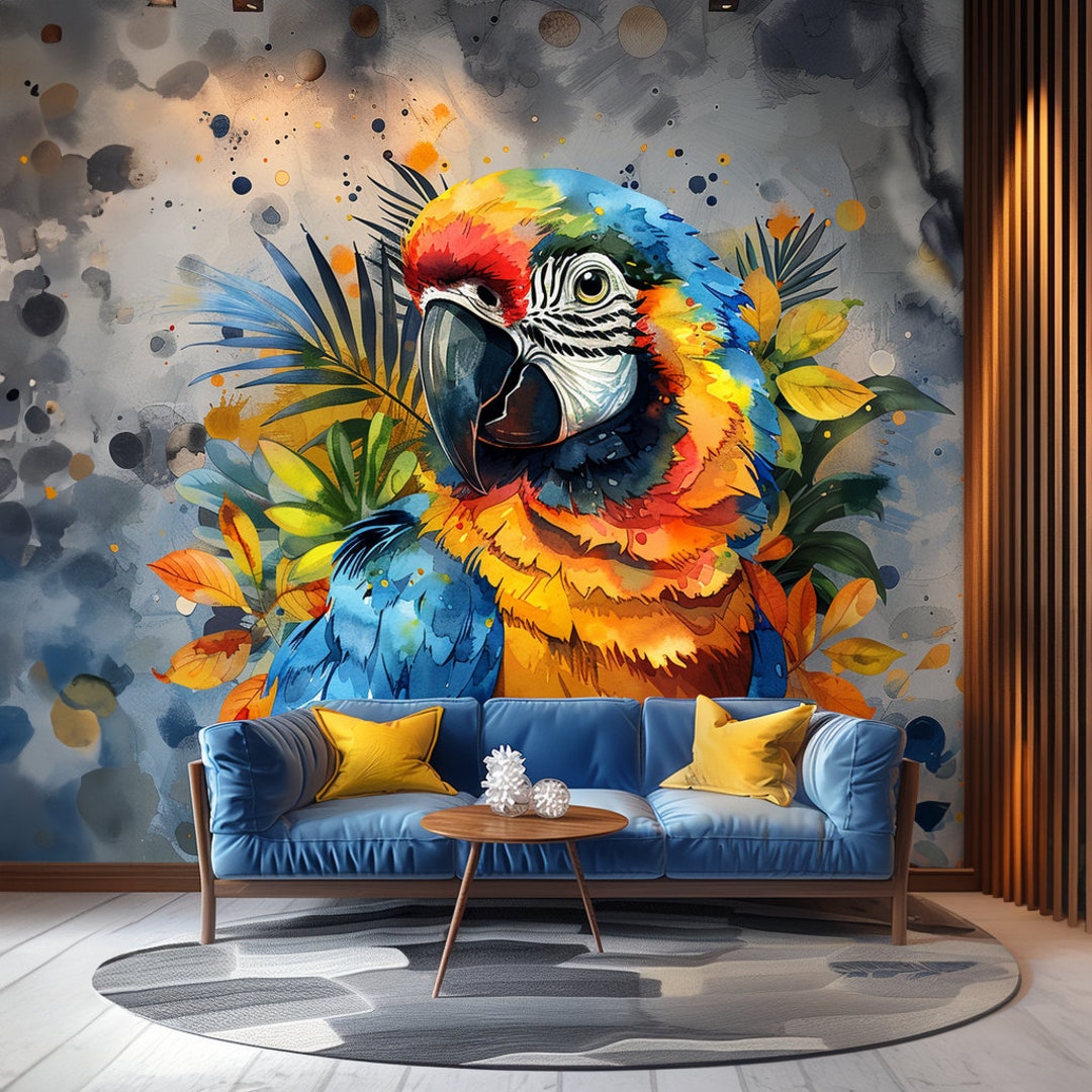 Vibrant Watercolor Macaw Parrot Wall Decal Sticker - Colorful Tropical ...