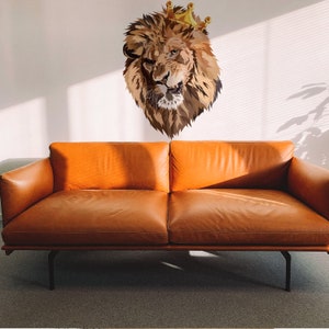 Lion King With Crown Vinyl Wall Sticker - Funny Lions Head Cut Seal Art ...