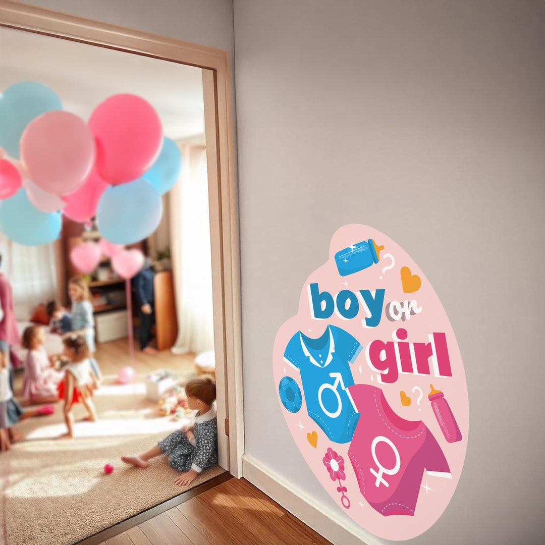 Gender Reveal Wall Decal | Boy or Girl Baby Shower Sticker Decor ...