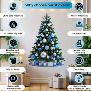Blue and Silver Christmas Tree Wall Decal | Interactive Holiday Wall ...