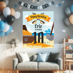 Pirate Treasure Birthday Wall Sticker | Customizable Kids Party Decal ...