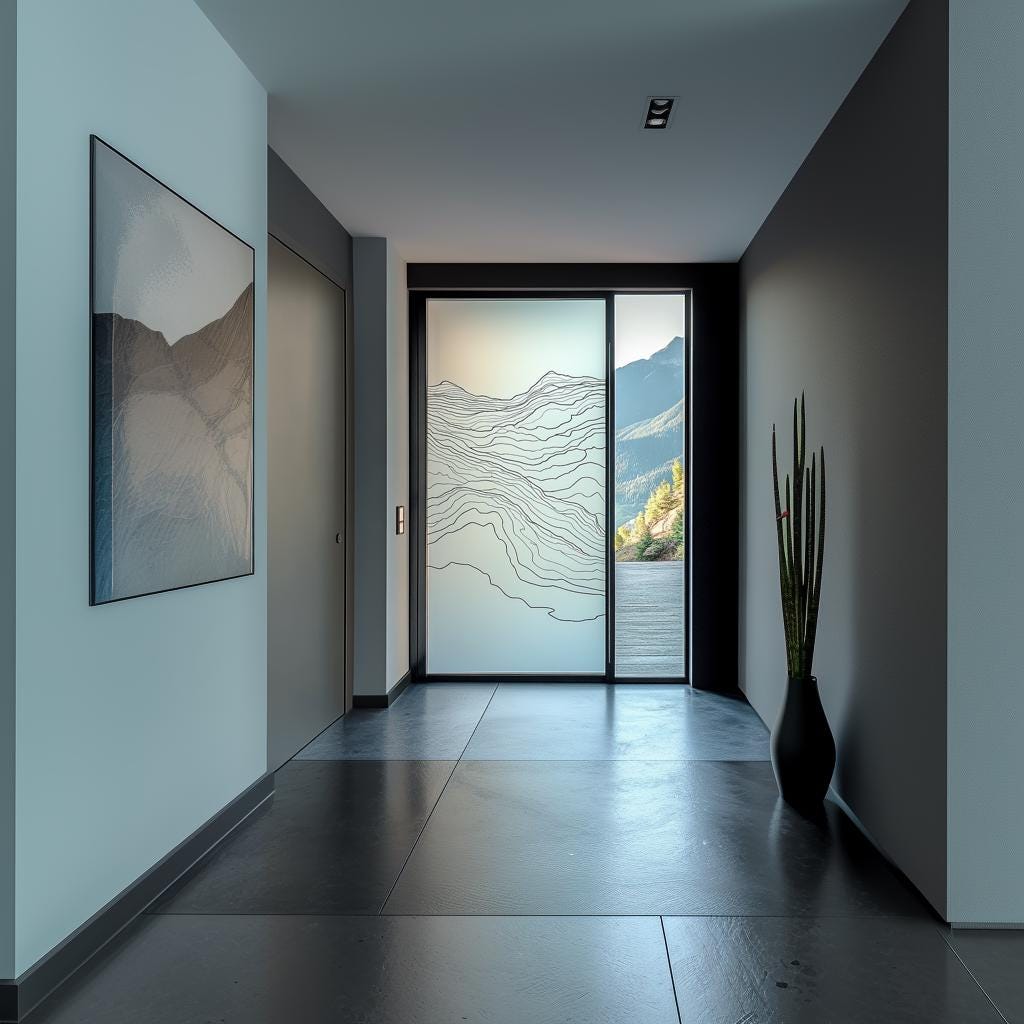 Custom Frosted Glass Door Decal | Topographic Line Design | Modern ...