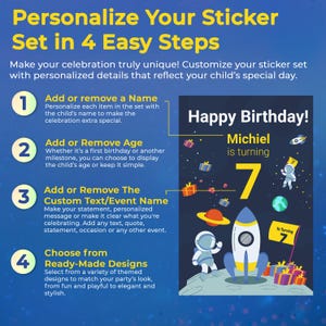 Personalized Space Birthday Party Decal Set | Custom Name Age Bottle ...