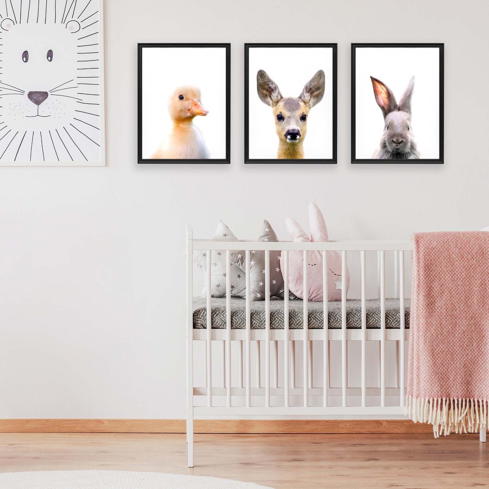 3x Baby Animals Posters Set - Nursery Kids Room Decor Cute Animal Wall ...