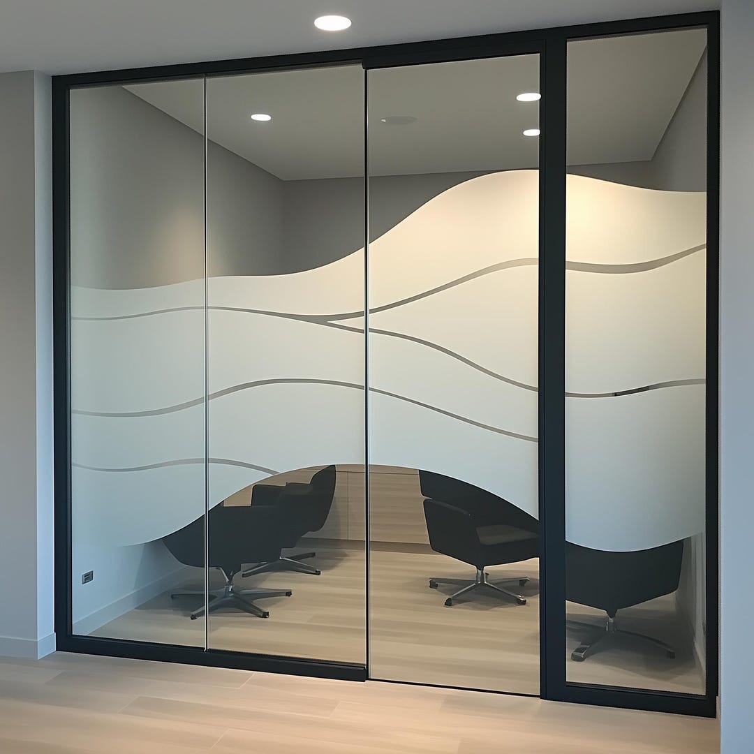 Frosted Glass Privacy Sticker | Wave Design Window Film for Office Home ...