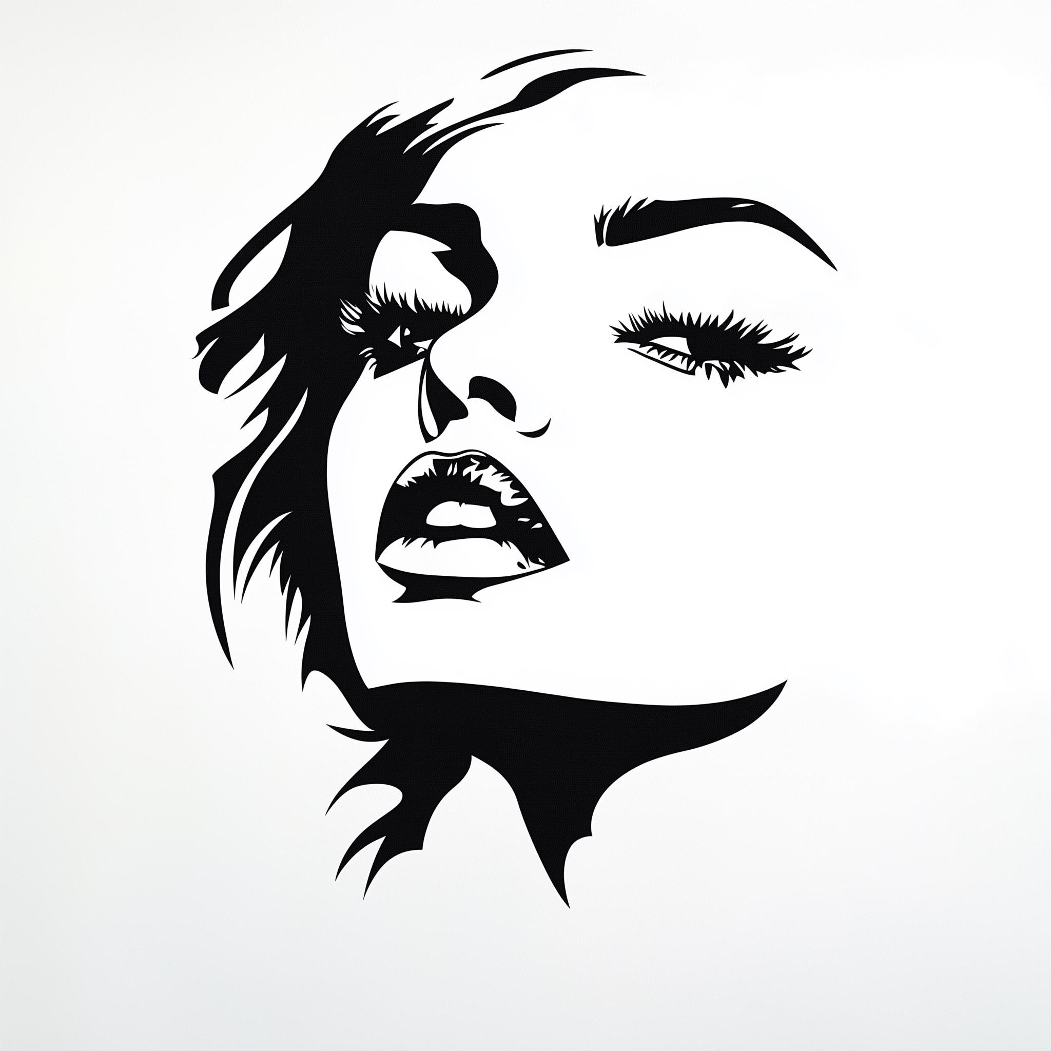 Stylized Female Face Wall Decal | Modern Art Wall Sticker Decor ...