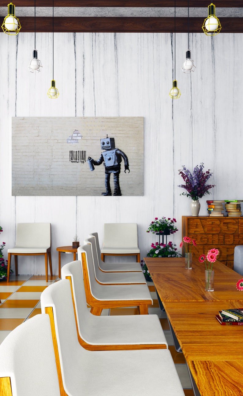 Banksy Art Poster Barcode Robot Graffiti Print Wall Decor - Etsy